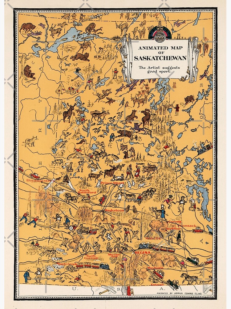 "1929 Vintage Map of Saskatchewan" Art Print for Sale by gin-nek-shop ...