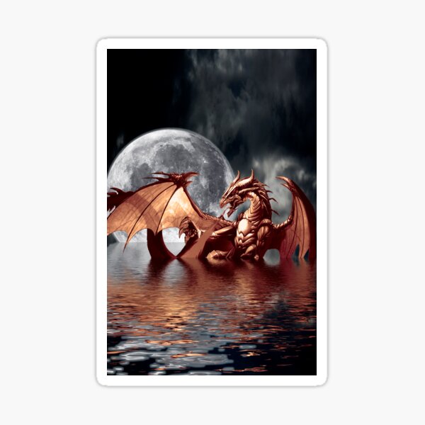 "Dragon & Moon Fantasy Mythical Design" Sticker for Sale by ...