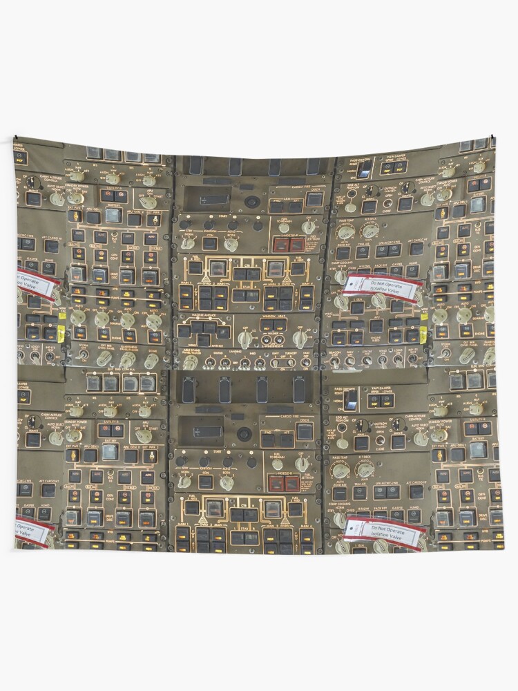 "Boeing 747 Overhead Panel Cockpit " Tapestry for Sale by Miguellp334 ...