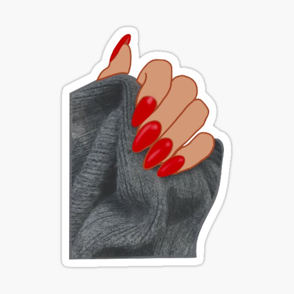 "red nails" Sticker for Sale by wotyruiz | Redbubble