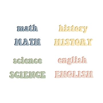 "Pastel School Subjects Sticker Pack/Label-8" Sticker for Sale by ...