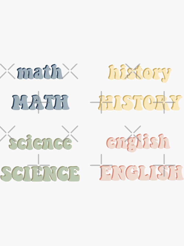 "Pastel School Subjects Sticker Pack/Label-8" Sticker for Sale by ...