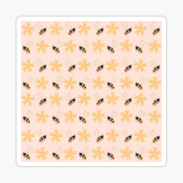 " Pink and Orange Bee Floral Pattern " Sticker for Sale by mcarasovis ...
