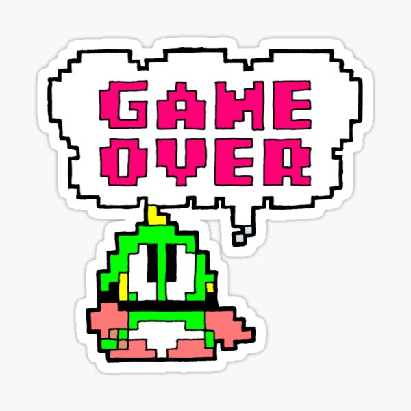 "Bubble Bobble Inspired Bob GAME OVER design" Sticker by pitstophead ...
