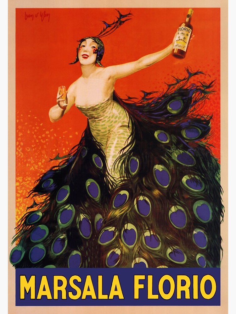 "Marsala Florio, Peacock Feathers, Vintage Beverage Poster" Poster for ...