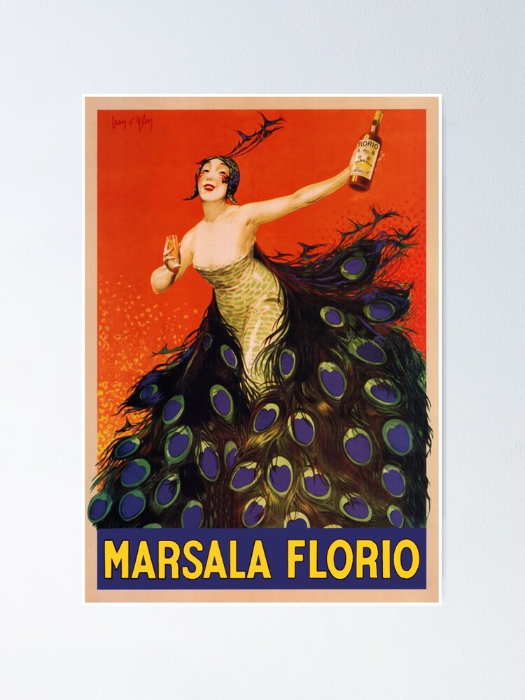 "Marsala Florio, Peacock Feathers, Vintage Beverage Poster" Poster for ...