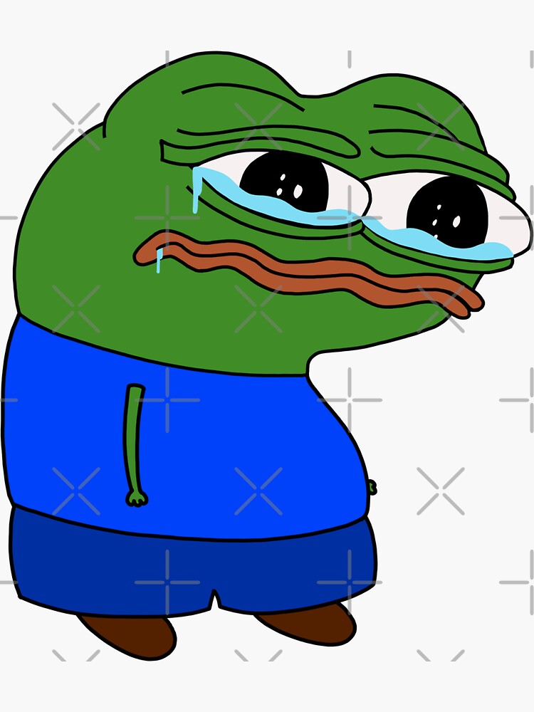 Pegatina «Triste peepo al borde del llanto» de MrBigBadger | Redbubble