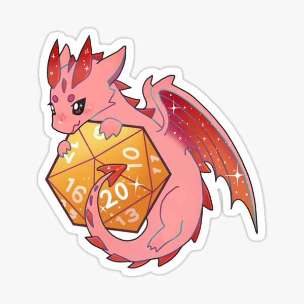 "Kawaii Dice Dragon Red" Sticker for Sale by Devious-Monster | Redbubble