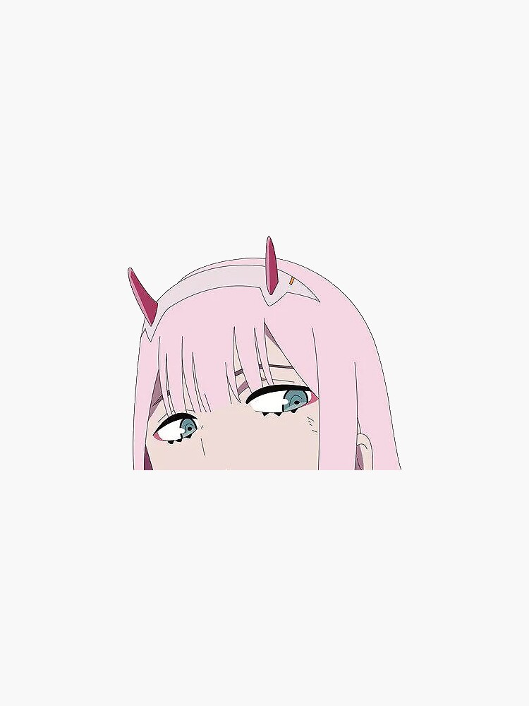 "Zero Two peeking" Sticker for Sale by Yukimyuu | Redbubble