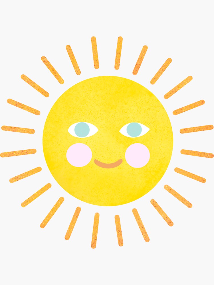 "Smiling retro 70s sun face" Sticker for Sale by KateIsSketchy | Redbubble