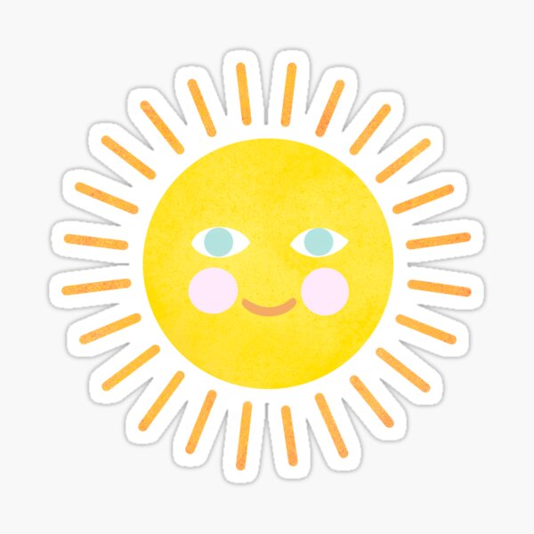 "Smiling retro 70s sun face" Sticker for Sale by KateIsSketchy | Redbubble