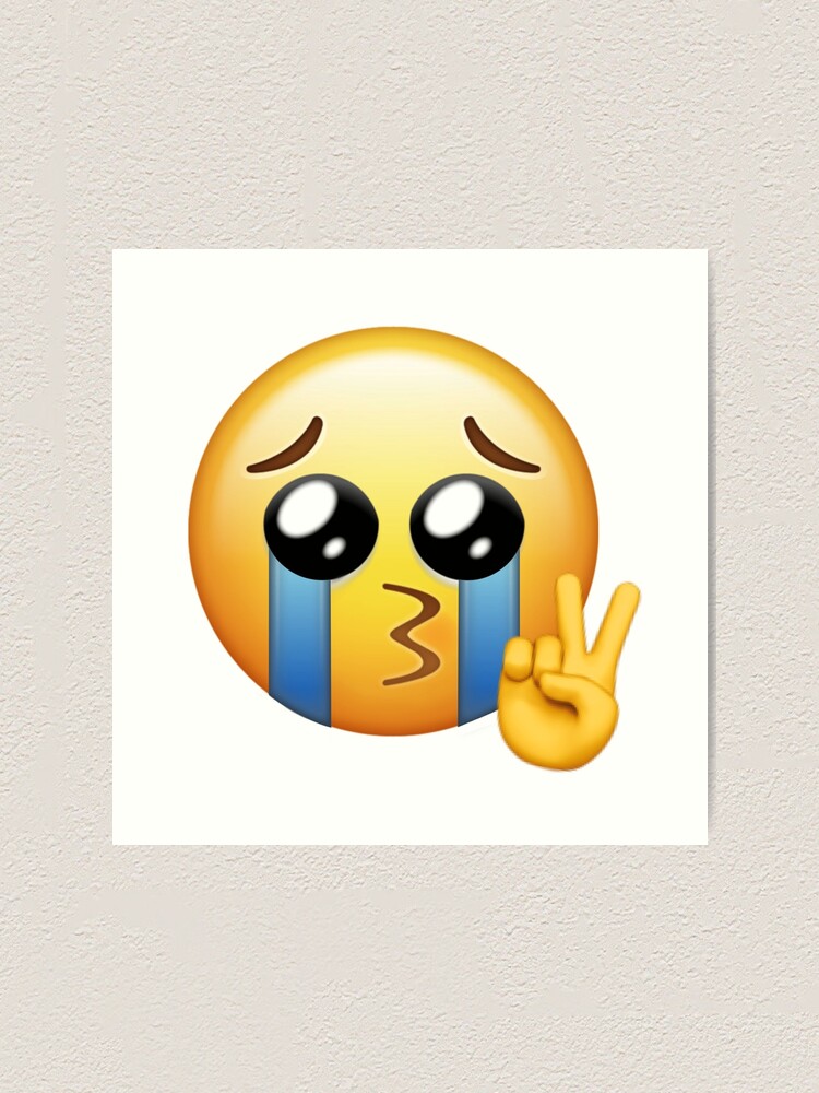 "Crying Peace Sign Emoji" Art Print by MaddieGuyton | Redbubble
