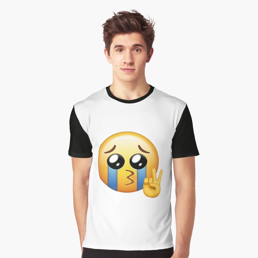"Crying Peace Sign Emoji" Sticker for Sale by MaddieGuyton | Redbubble
