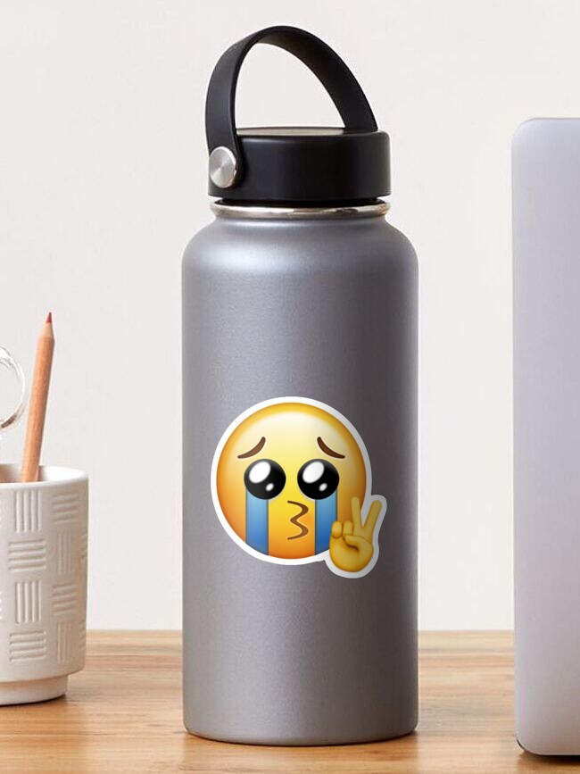 "Crying Peace Sign Emoji" Sticker for Sale by MaddieGuyton | Redbubble