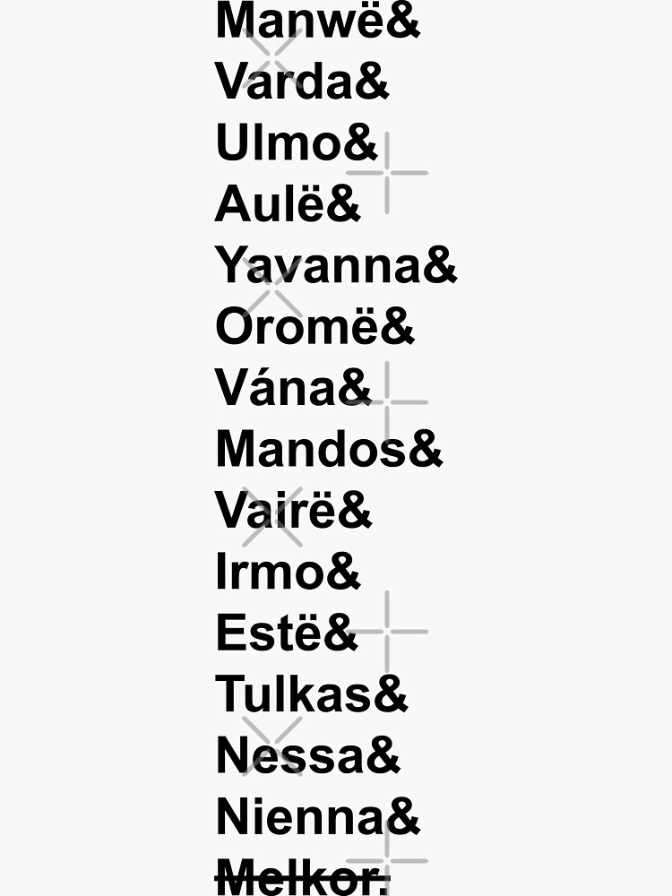 "Valar of Arda Names (& Melkor) | Ainur" Sticker for Sale by ...