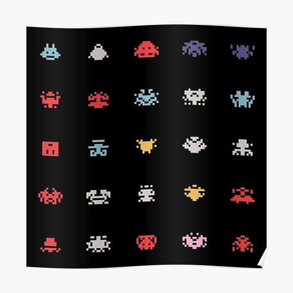 "Space Invaders 004 (Light Rainbow)" Poster by B38TN1K | Redbubble