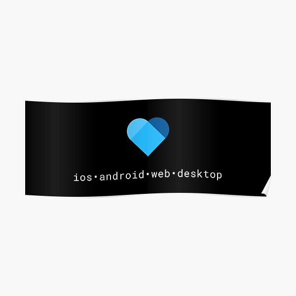 "Flutter heart with devices in white text" Poster by themobilecoder ...