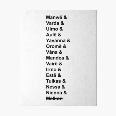 "Valar of Arda Names (& Melkor) | Ainur v.2" Art Board Print by ...