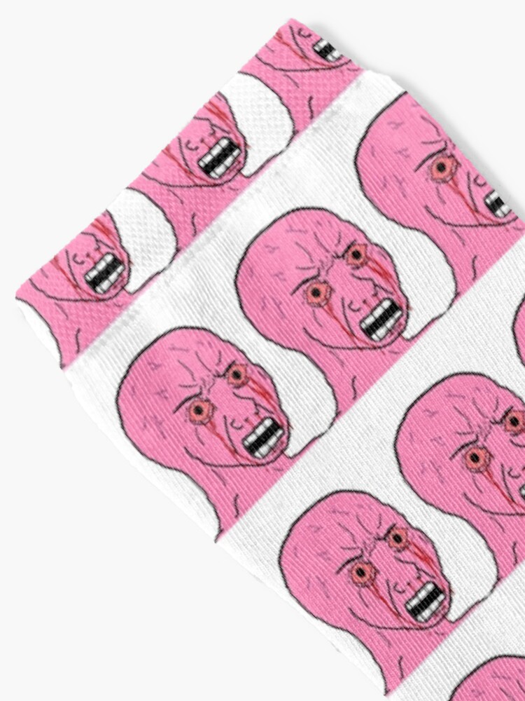 "Pink Wojak Rage Face Meme" Socks by M106 | Redbubble