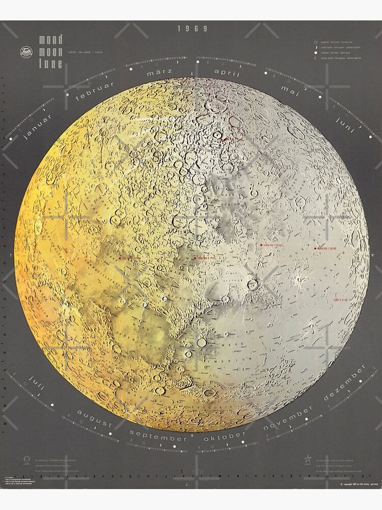 Vintage German Lunar Map Premium Matte Vertical Poster sold by Chetna ...