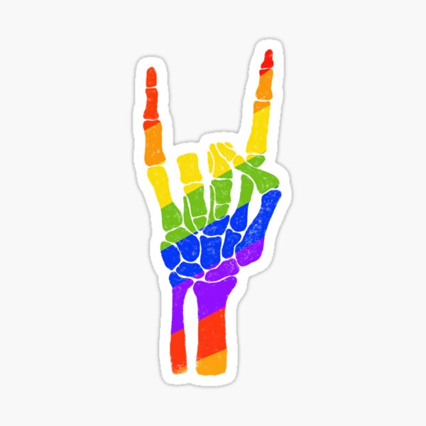 "rock on skeleton - rainbow" Sticker for Sale by jackiegu | Redbubble
