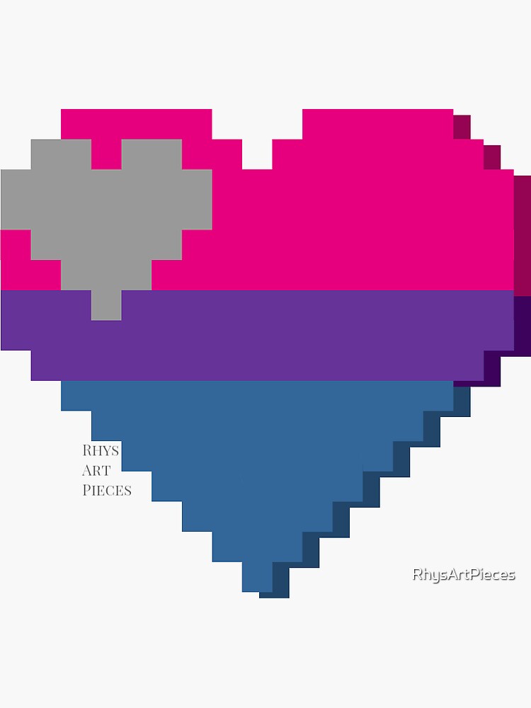 "Pixelated Love- Biromantic" Sticker by RhysArtPieces | Redbubble