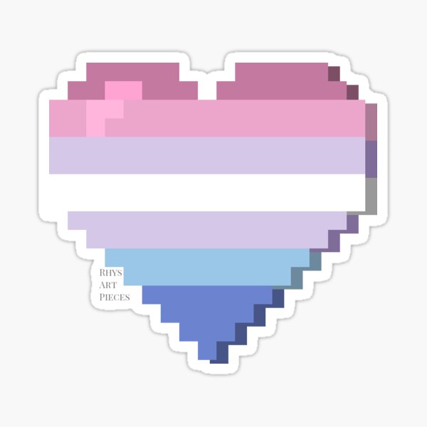 "Pixelated Love- Bigender" Sticker for Sale by RhysArtPieces | Redbubble