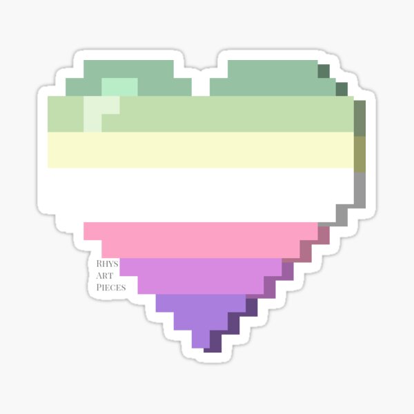 "Pixelated Love- Genderfae" Sticker for Sale by RhysArtPieces | Redbubble