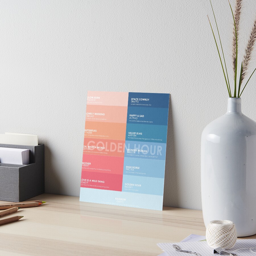 "Golden Hour Album Color Palette" Poster for Sale by robyng723 | Redbubble