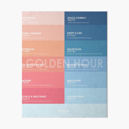 "Golden Hour Album Color Palette" Art Board Print by robyng723 | Redbubble