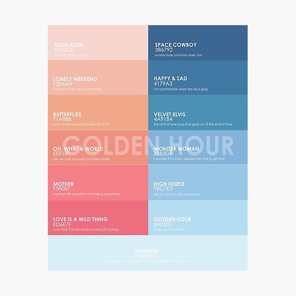 "Golden Hour Album Color Palette" Photographic Print for Sale by ...