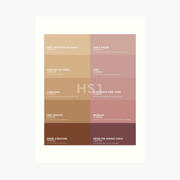 "HS1 Album Color Palette" Art Print for Sale by robyng723 | Redbubble