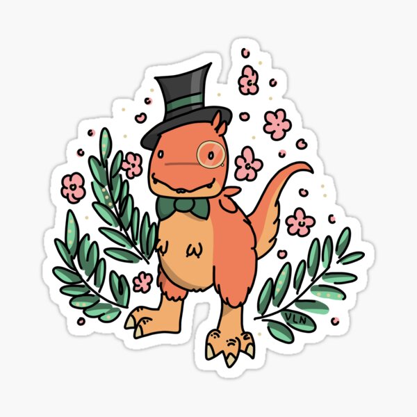 "Humphry the Dapper Tyrannosaurus Rex" Sticker by ValerieLunaNix ...
