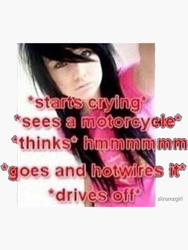 "*starts crying* *sees a motorcycle*" Sticker for Sale by skramzgirl ...