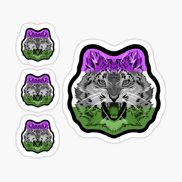 "Snow Leopard Pride (Gender Queer)" Sticker for Sale by IllustrateLaw ...