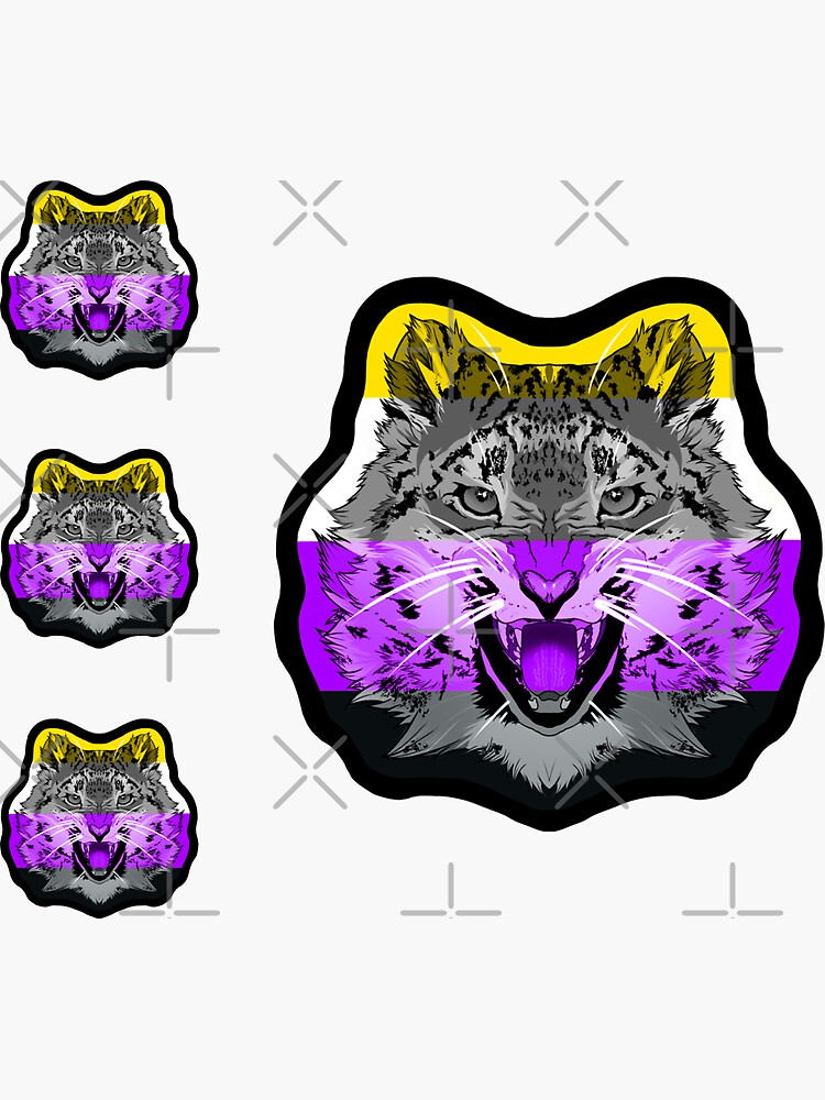 "Snow Leopard Pride (Non Binary)" Sticker by IllustrateLaw | Redbubble