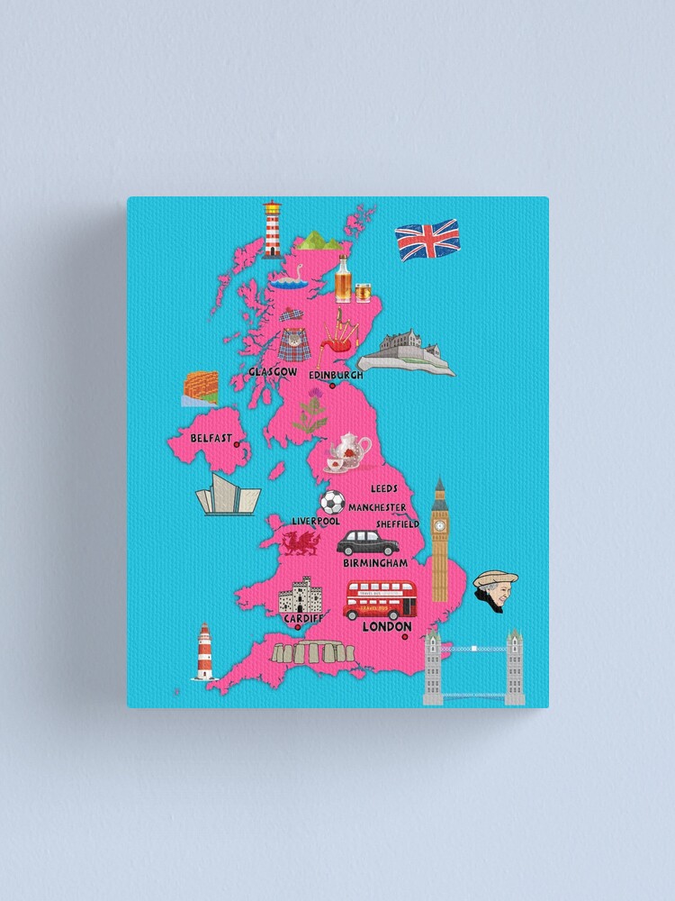 "United Kingdom map illustrated map of UK showing the top attractions ...