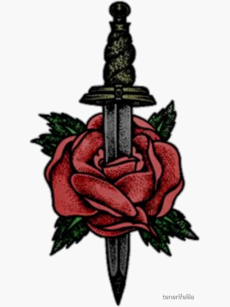 "Rose and dagger" Sticker by tenerifelila | Redbubble
