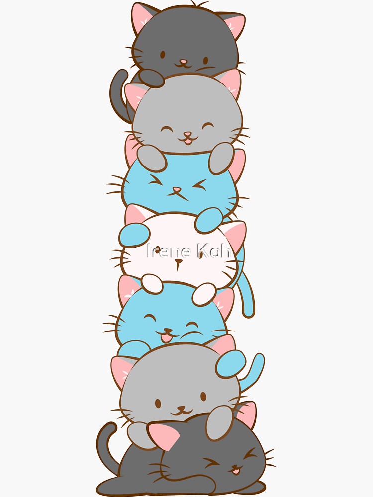 "Demiboy Pride Flag Kawaii Cats" Sticker for Sale by IreneKohStudio ...