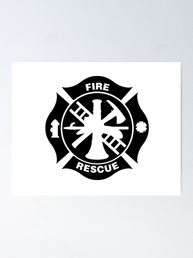 "Fire Rescue Fire Department Maltese Cross" Poster by cartattz | Redbubble