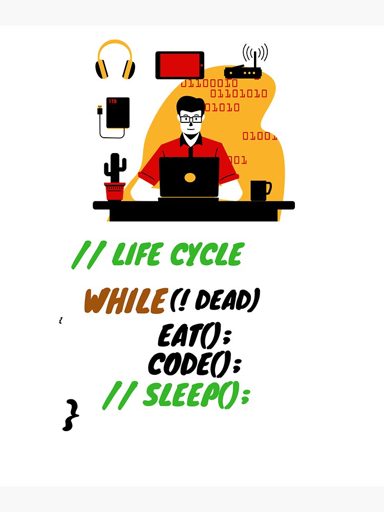 "Coder's Life Cycle" Sticker by Thought-Works | Redbubble