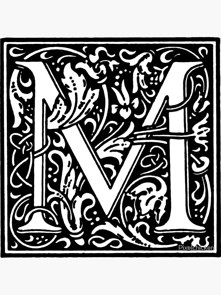 "William Morris Renaissance Style Cloister Alphabet Letter M" Art Print ...