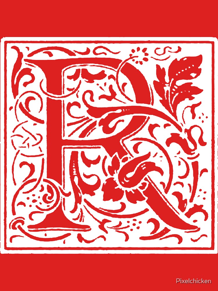 "William Morris Renaissance Style Cloister Alphabet Letter R" T-shirt ...