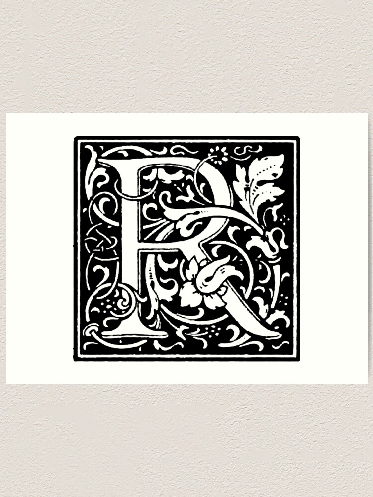 "William Morris Renaissance Style Cloister Alphabet Letter R" Art Print ...