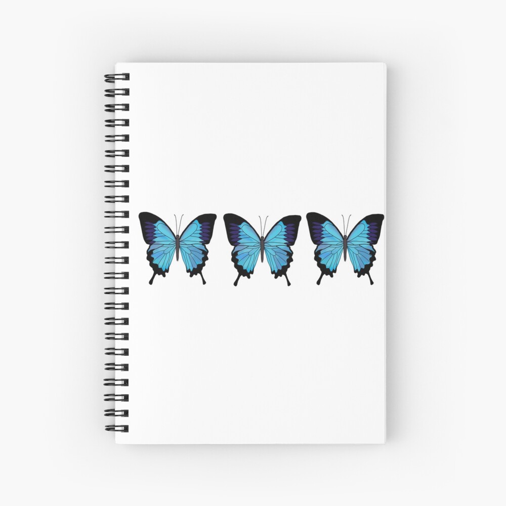 "Aesthetic Blue Butterfly | Group of 3" Spiral Notebook by ...