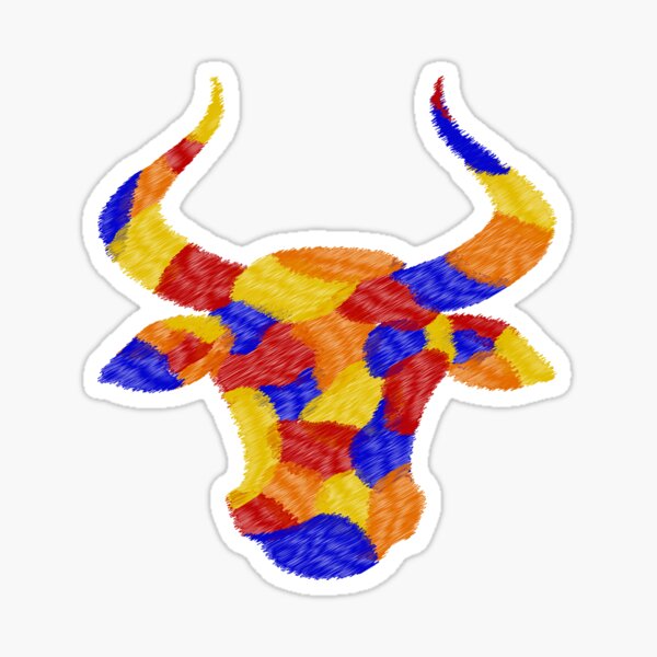 "Colored bull head" Sticker for Sale by lena-f-art | Redbubble