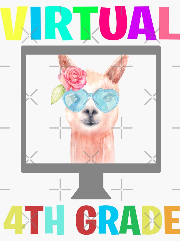 "Virtual 4th Grade - Distance Learning Llama Back to School" Sticker ...
