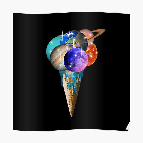 "Ice cream cone with galaxy, space, stars, planets, constellation, moon ...