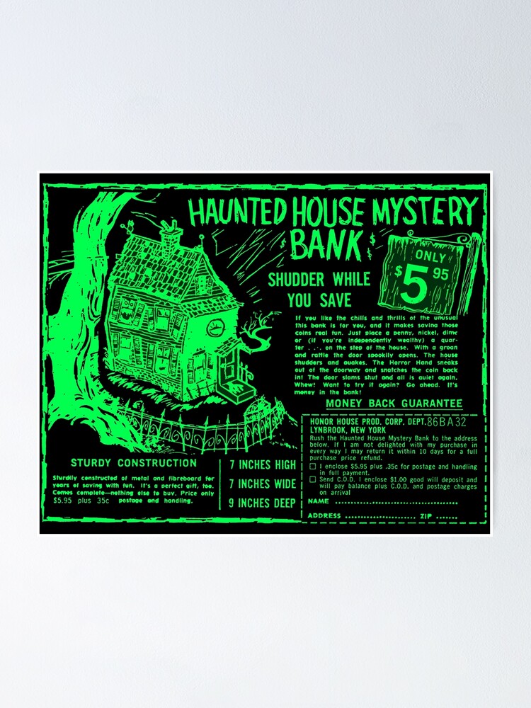 "HAUNTED HOUSE BANK - ADVERT" Poster for Sale by ThrowbackAds | Redbubble