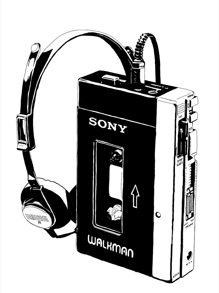 "Sony Walkman - Black and White Print" Sticker by FallonArtwork | Redbubble